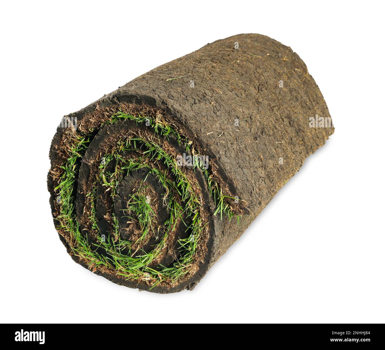 Rolled sod with grass on white background Stock Photo - Alamy