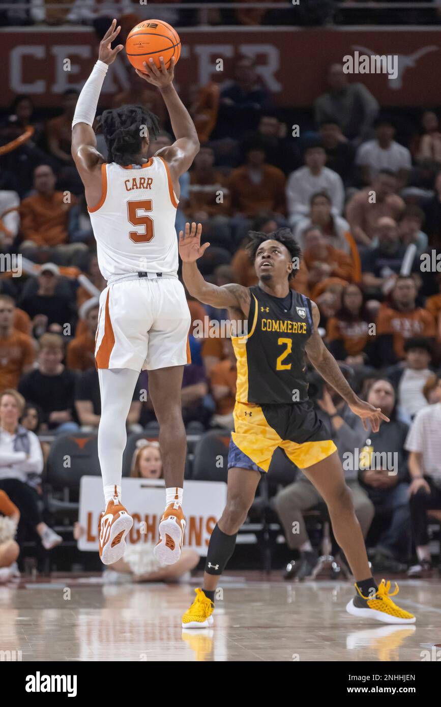AUSTIN, TX - DECEMBER 27: Texas Longhorns guard Marcus Carr (5) shoots ...