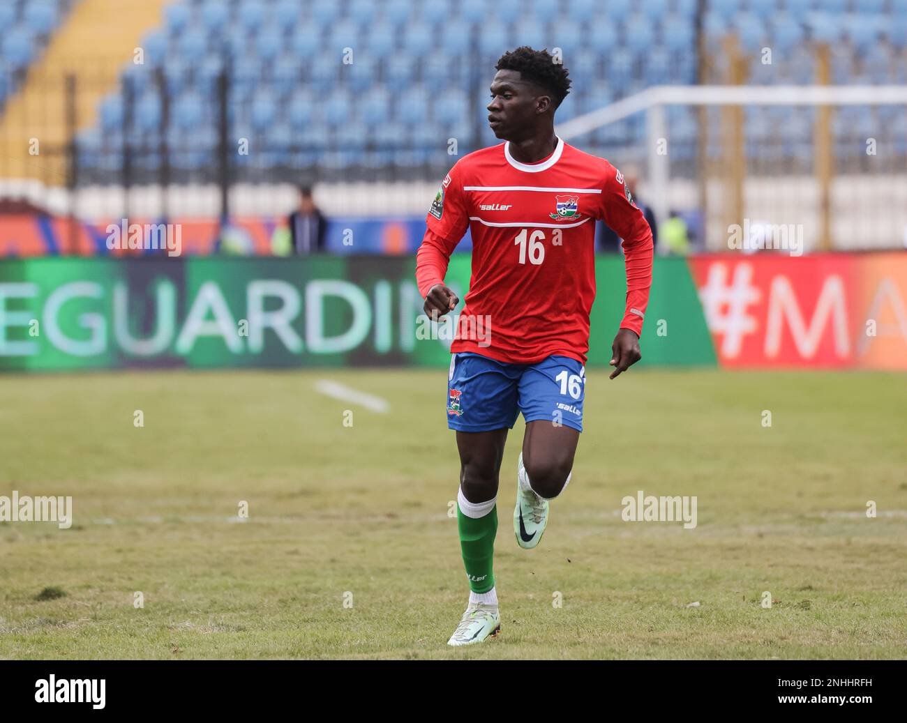 Egypt, Alexandria - 21 February 2023 - Bakary Jawara of Gambia U20 ...