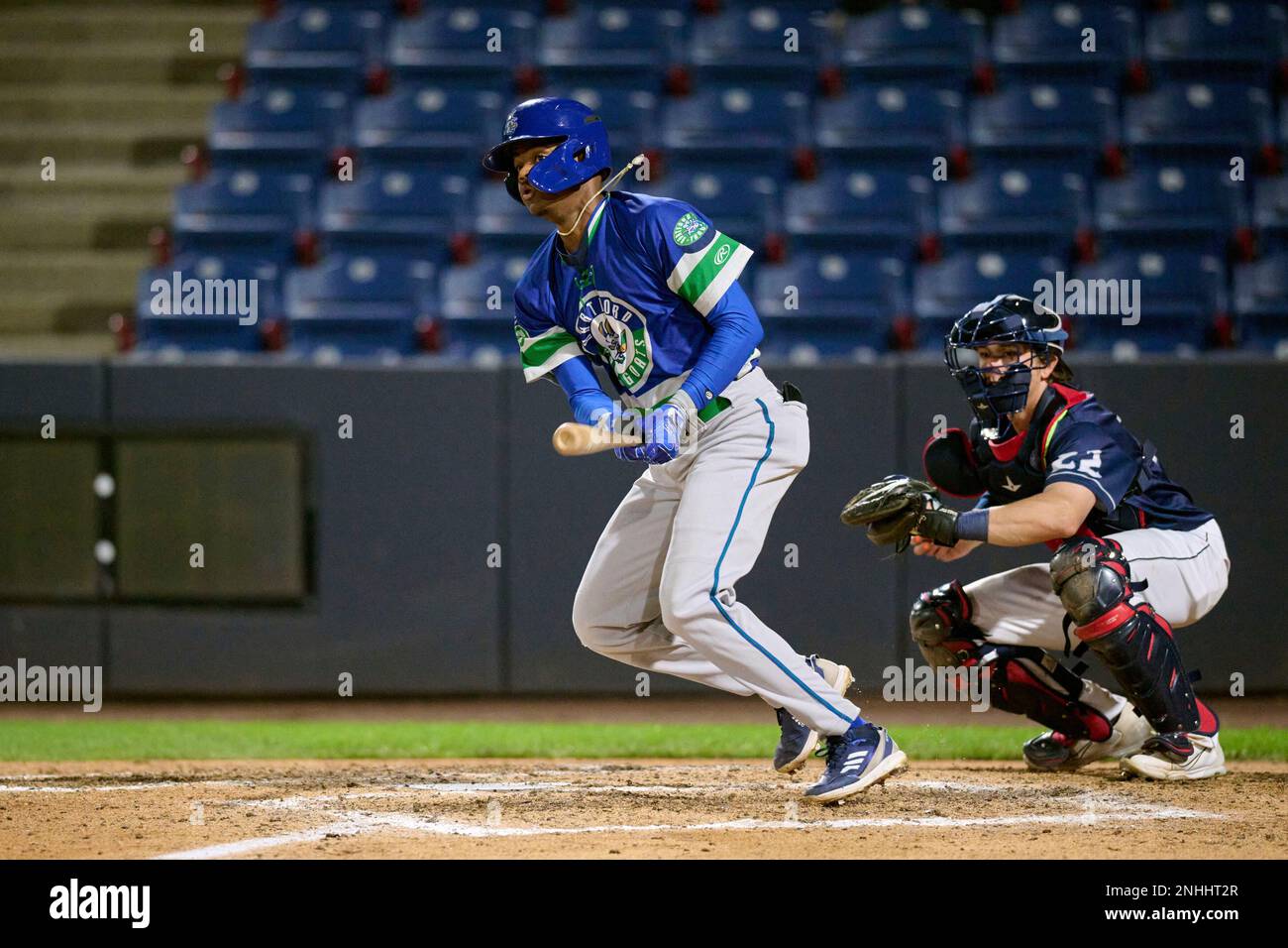 Hartford Yard Goats Julio Carreras (6) bats during an Eastern League ...