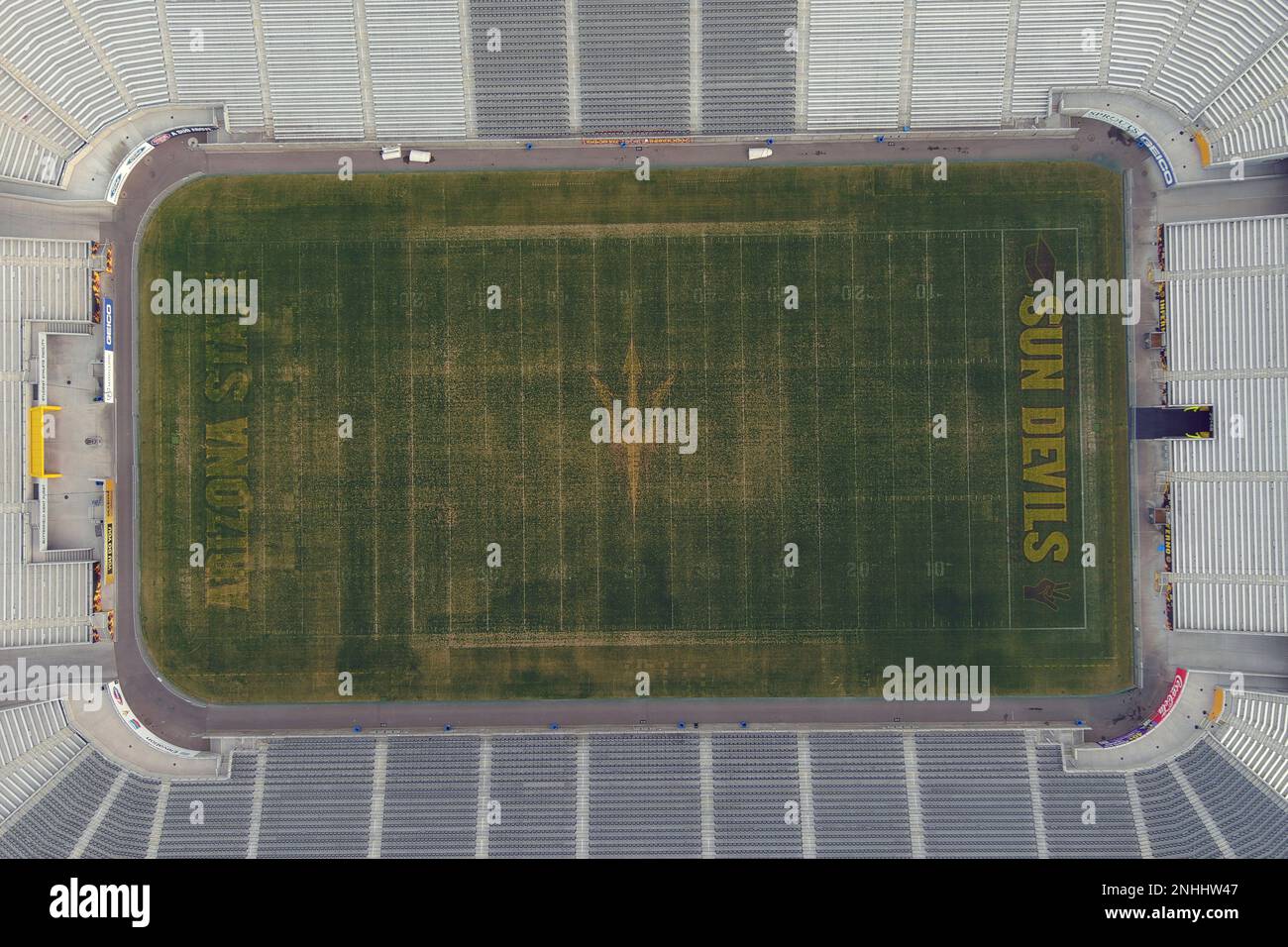 A general overall aerial view of Arizona State Sun Devils pitchfork ...