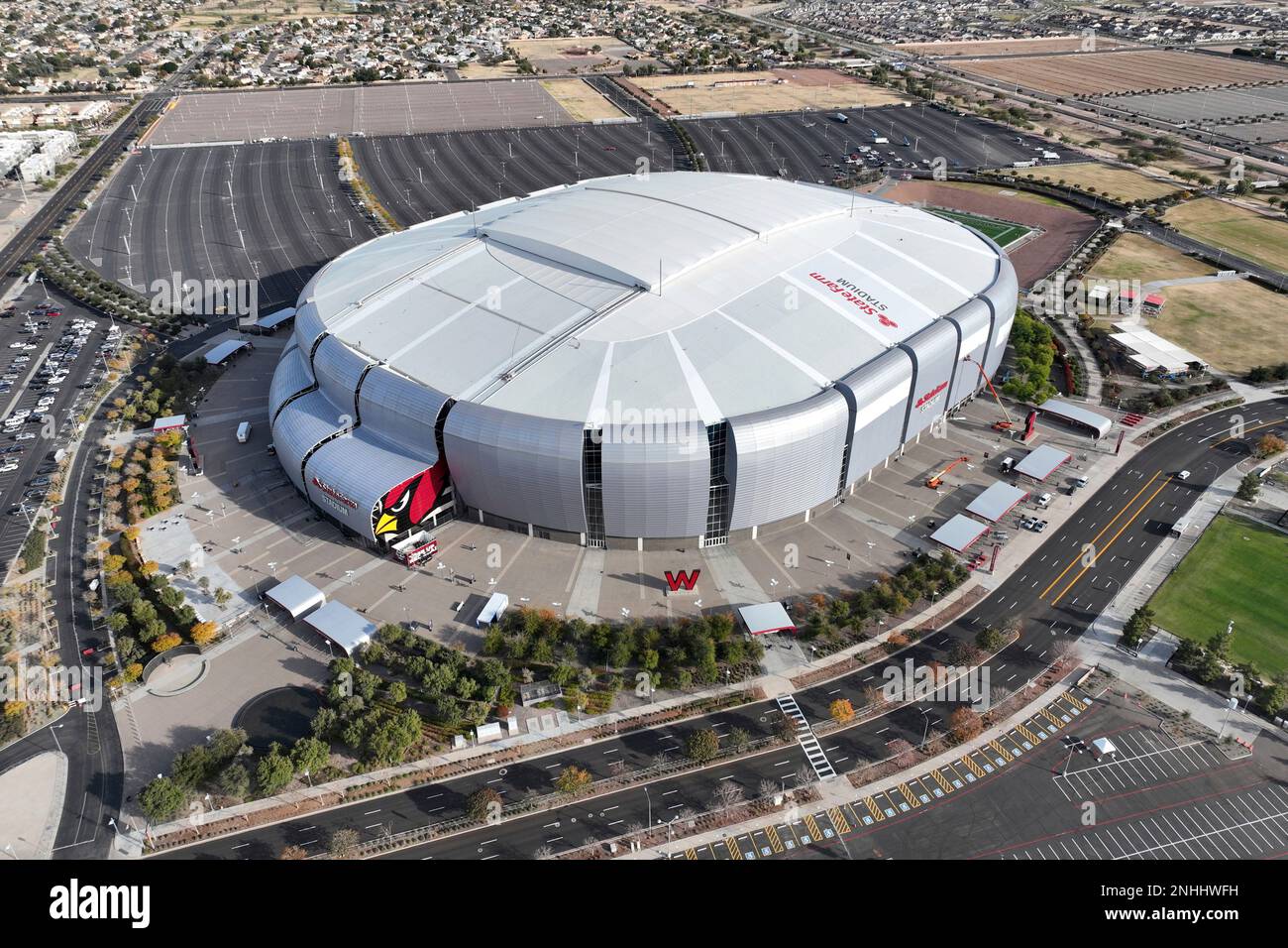 A general overall aerial view of State Farm Stadium, Monday, Dec. 26 ...
