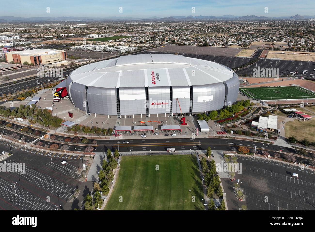 A general overall aerial view of State Farm Stadium, Monday, Dec. 26 ...