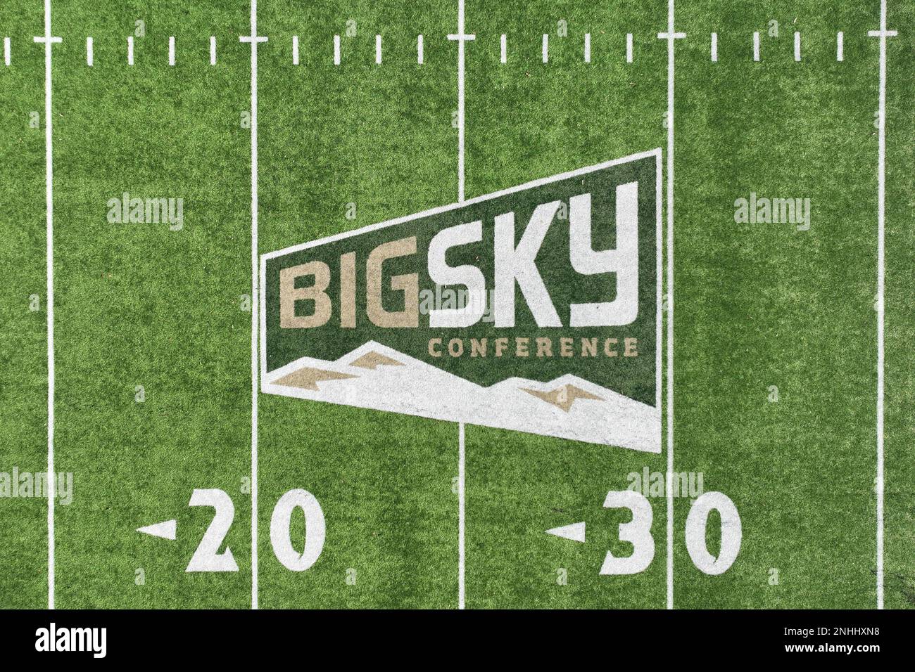 A general overall aerial view of the Big Sky Conference logos at Fred ...
