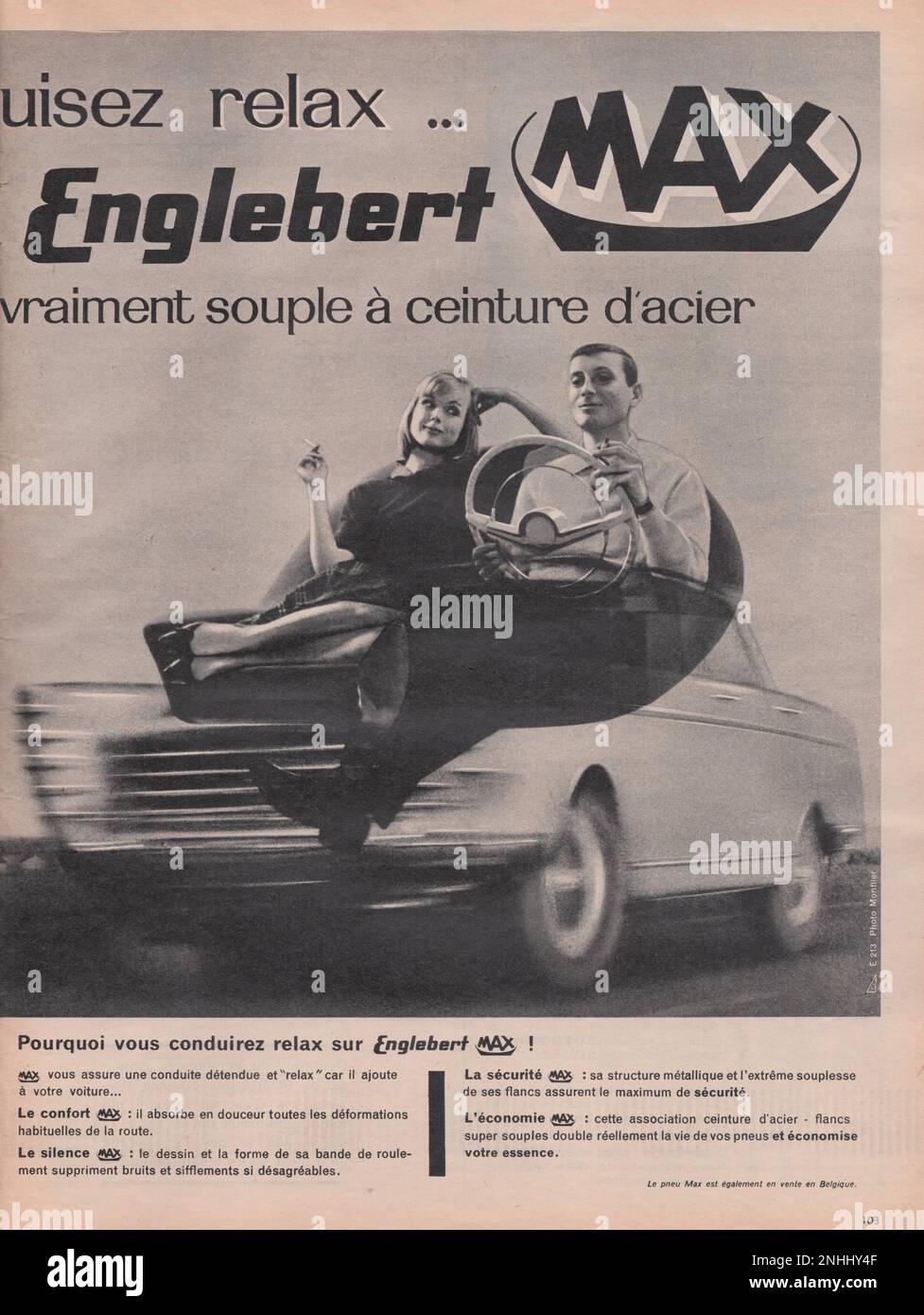Publicite Advertising Englebert Max magazine advertisement 1960s Stock ...