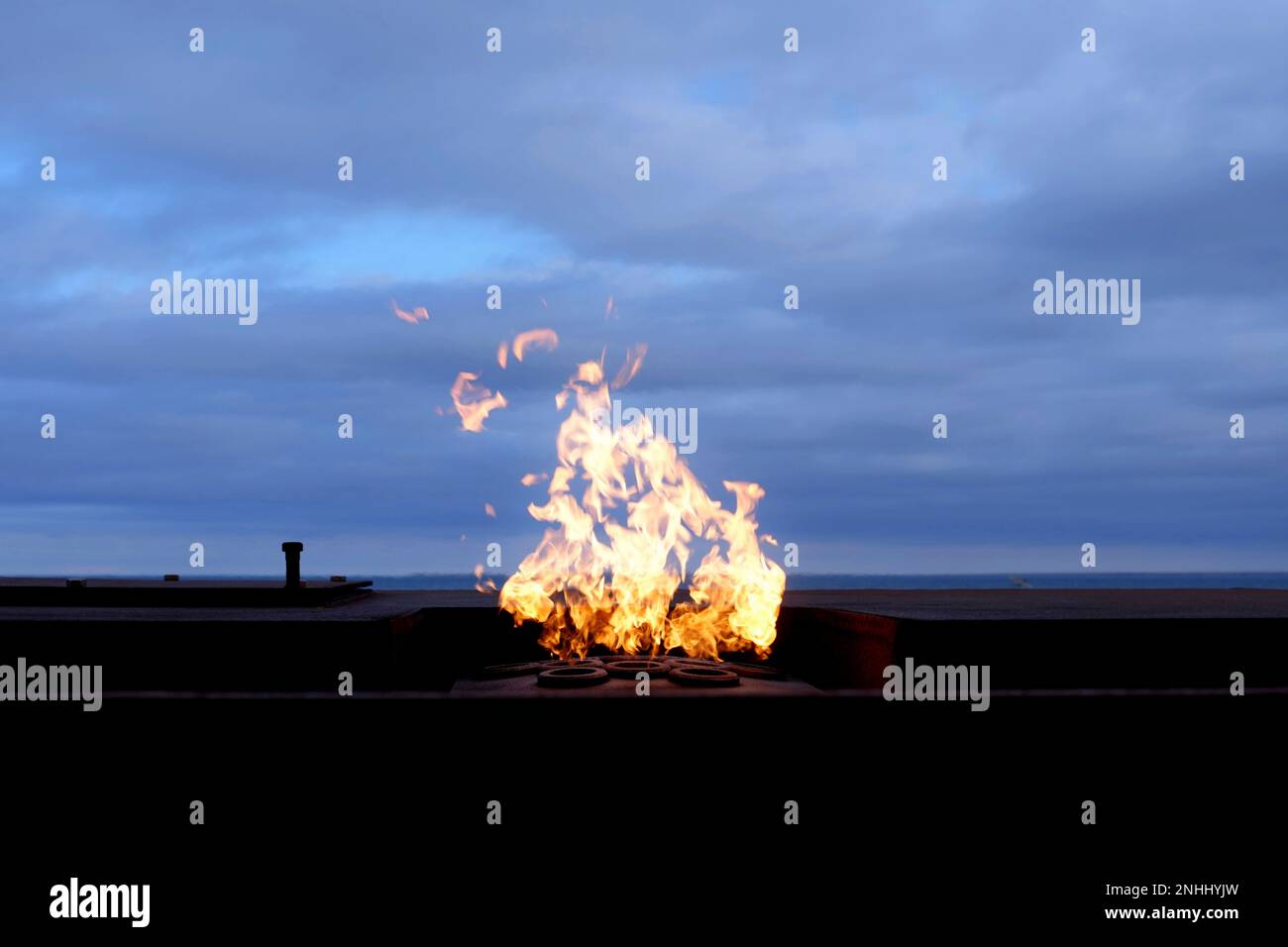 Fire of prayers, Inori-no-hi, is seen in Nemuto, Hokkaido Prefecture on ...