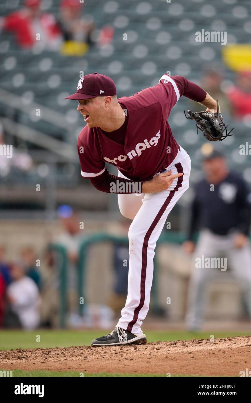 Lehigh Valley IronPigs pitcher James Marvel (12) during an International League baseball game ...