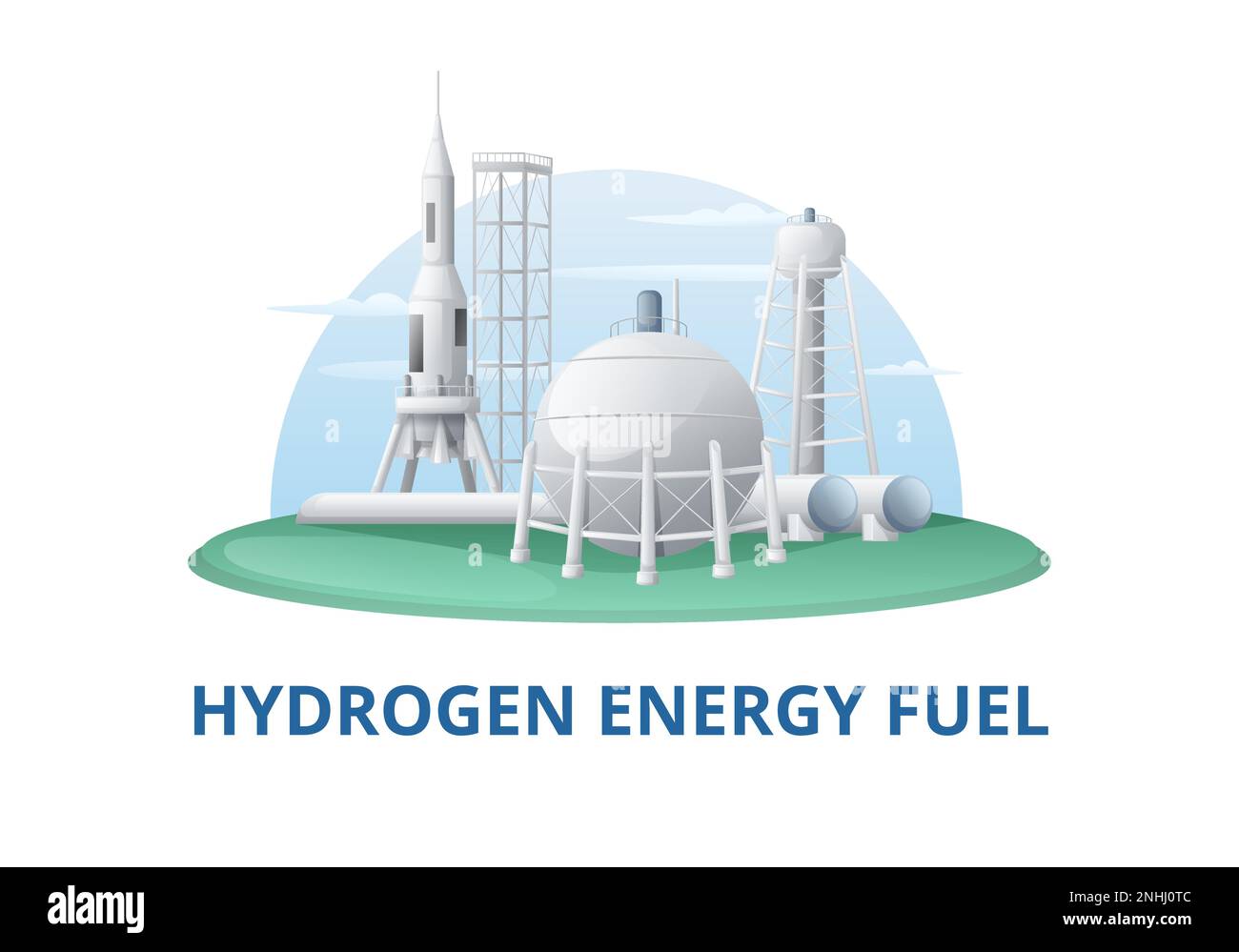 Green hydrogen energy fuel generation cartoon background composition ...