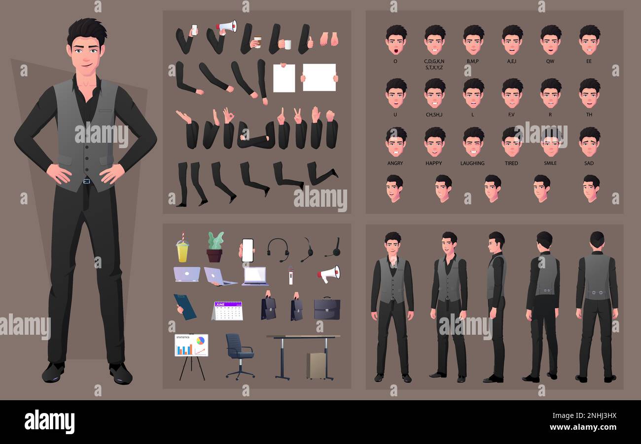 Character Creation Kit or DIY Set with Business Man In Formal Clothing ...