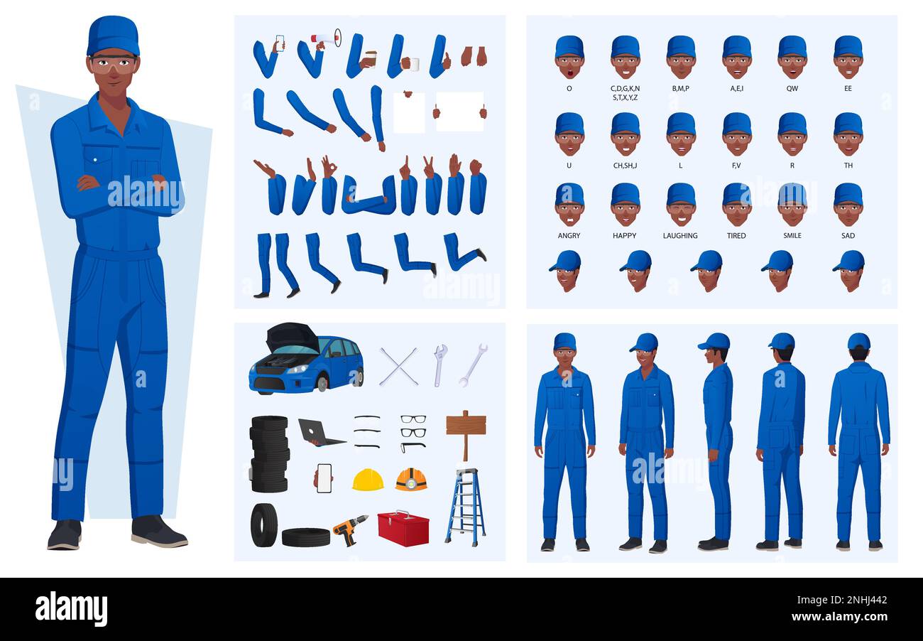 Mechanic Engineer Character Creation And Animation Pack. Black Mechanic ...