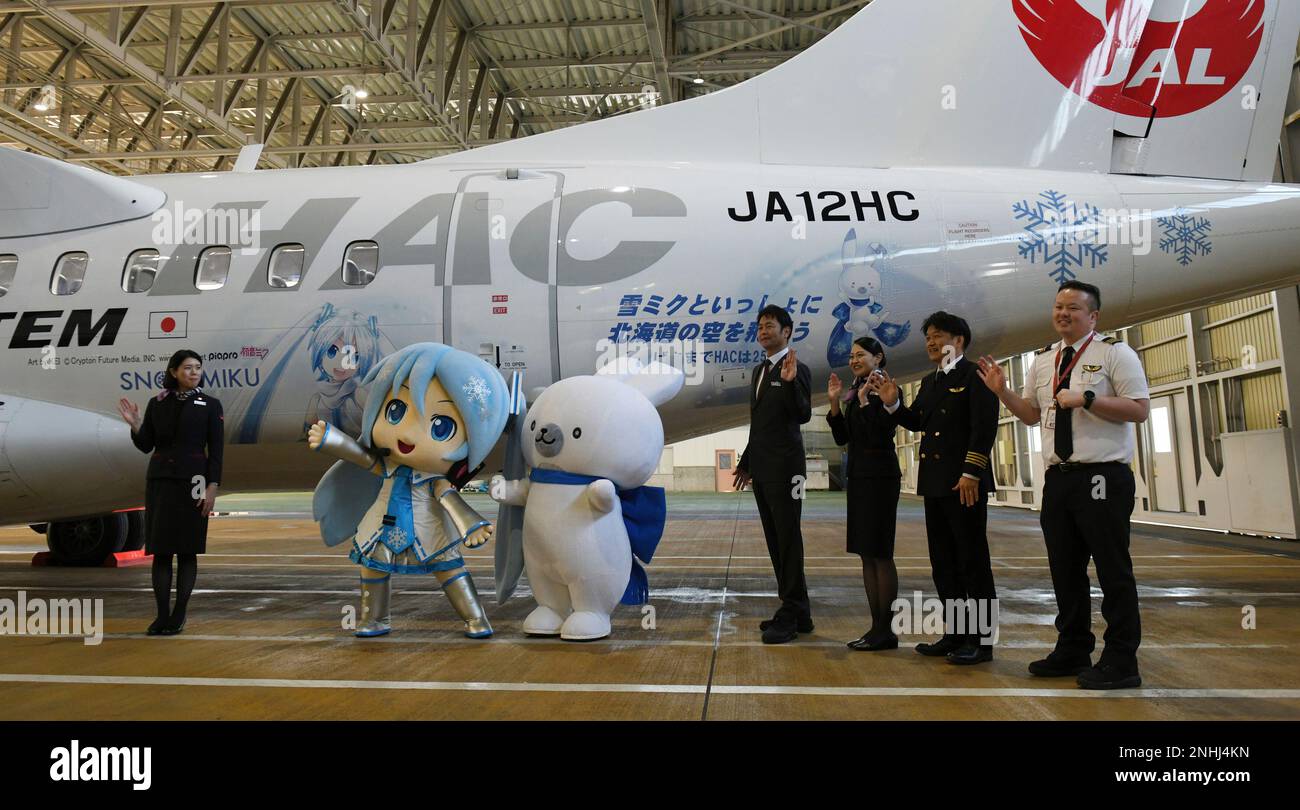 A propelled-engined airplane wrapping Snow Miku, a supporting character ...