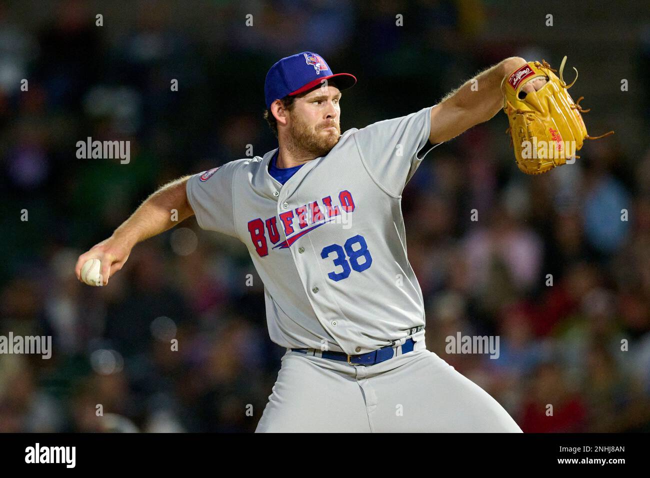 Buffalo Bisons pitcher Joe Biagini (38) during an International League ...