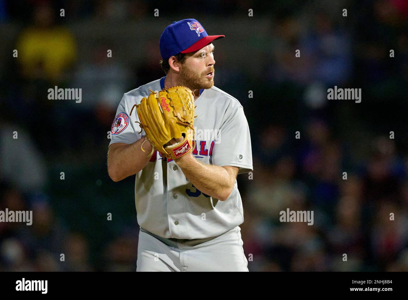 Buffalo Bisons pitcher Joe Biagini (38) during an International League ...