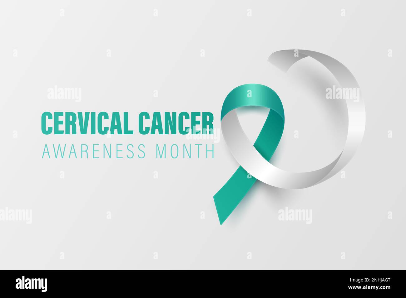 Cervical Cancer Banner, Card, Placard with Vector 3d Realistic Teal and ...