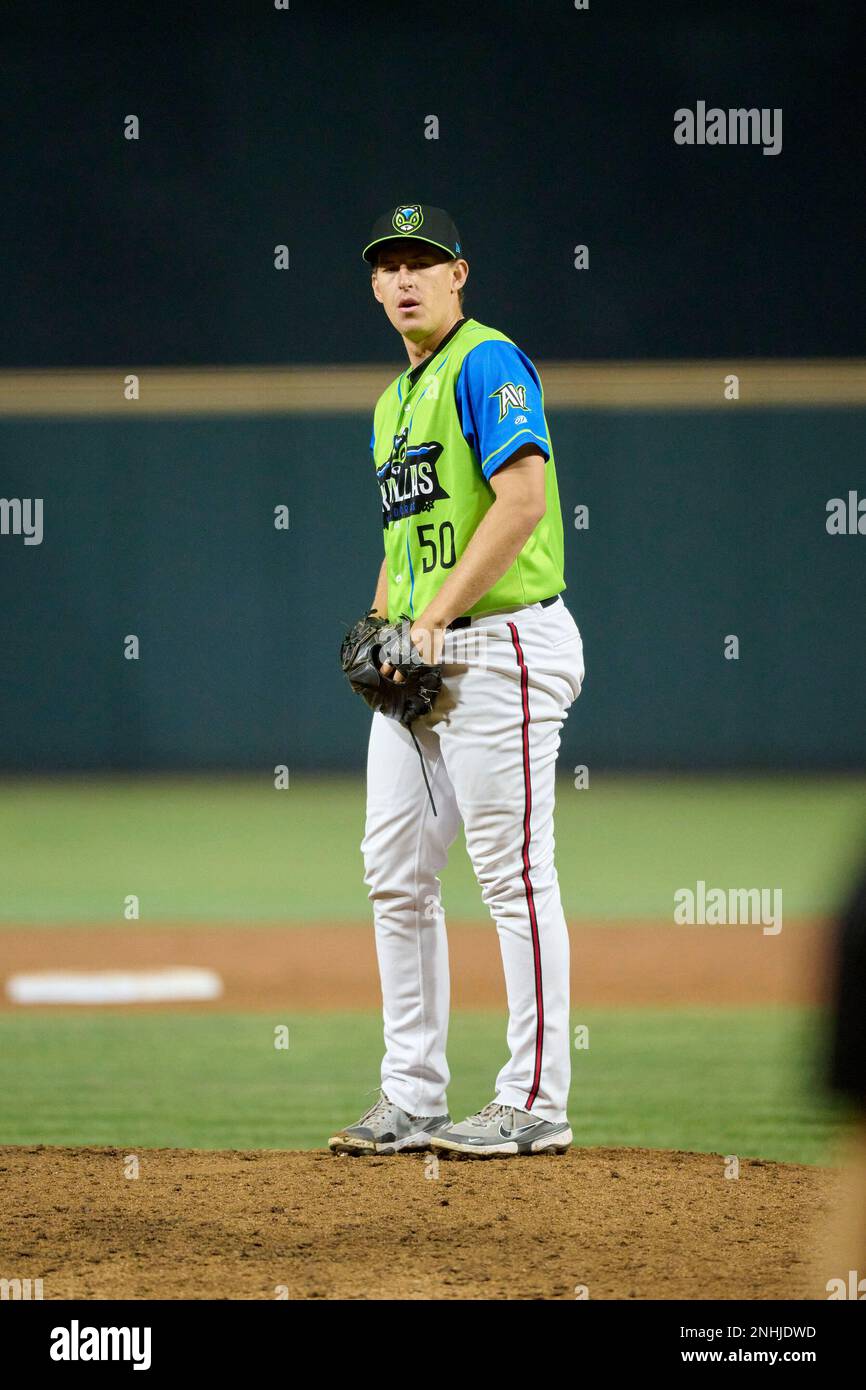 Ardillas Voladoras pitcher Taylor Rashi (50) during an Eastern League ...