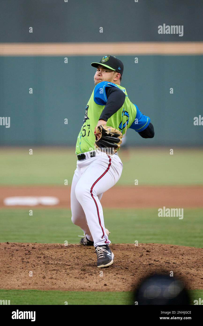 Ardillas Voladoras pitcher Blake Rivera (57) during an Eastern League ...