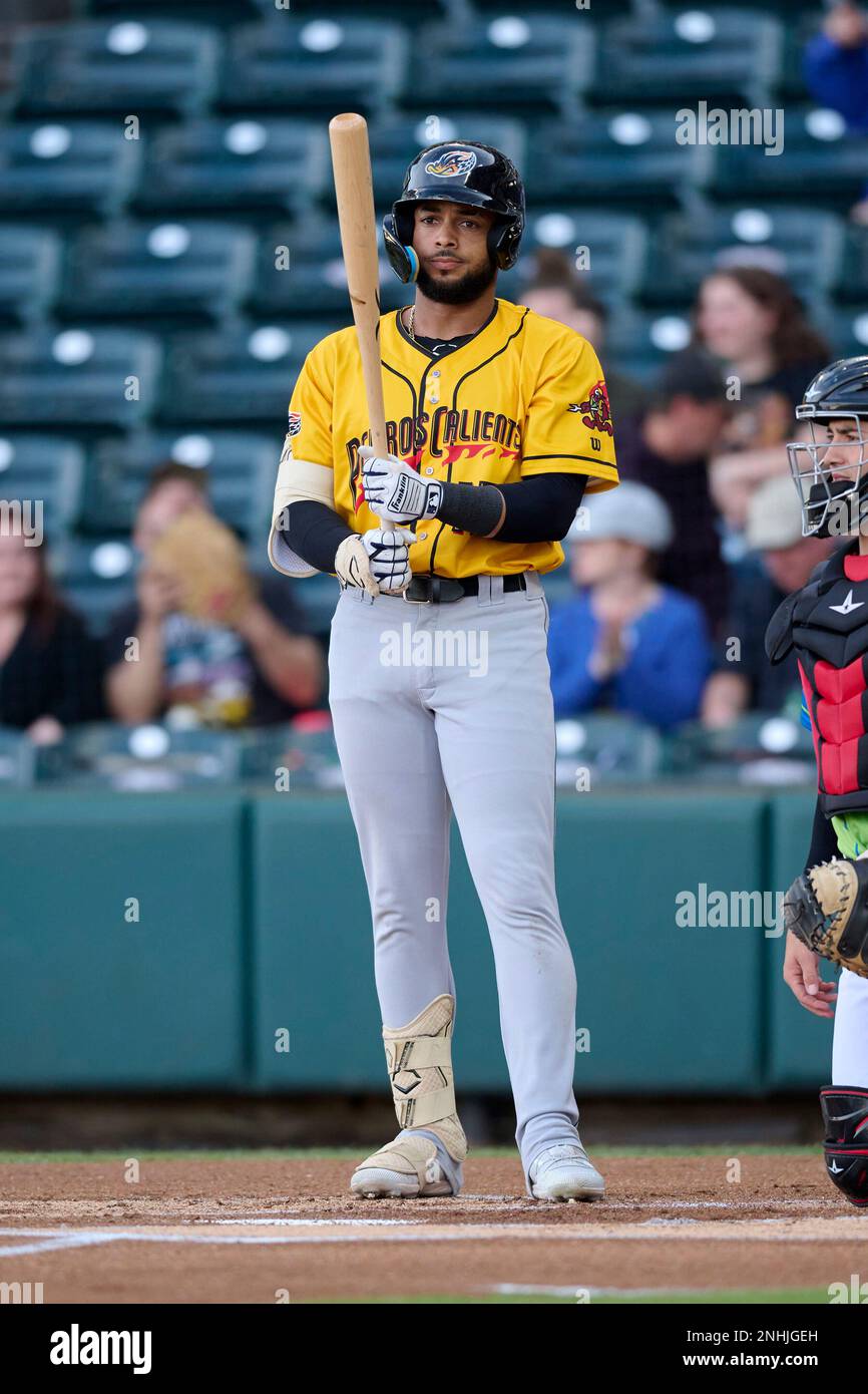 Los Perros Calientes George Valera (13) bats during an Eastern League ...