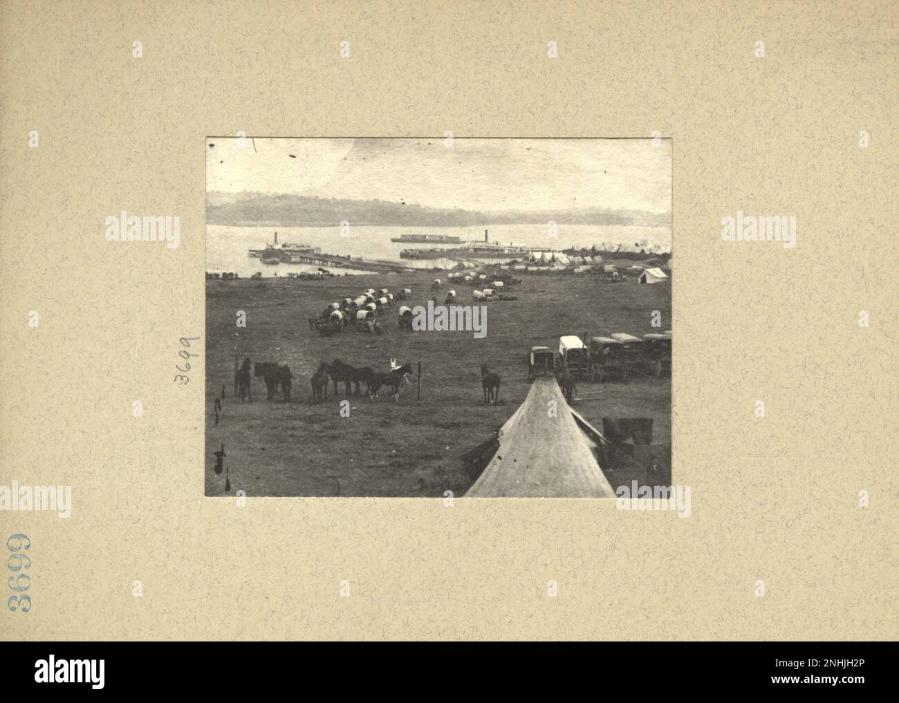 Wagon train loaded at a landing 19th Century Mathew Brady ...