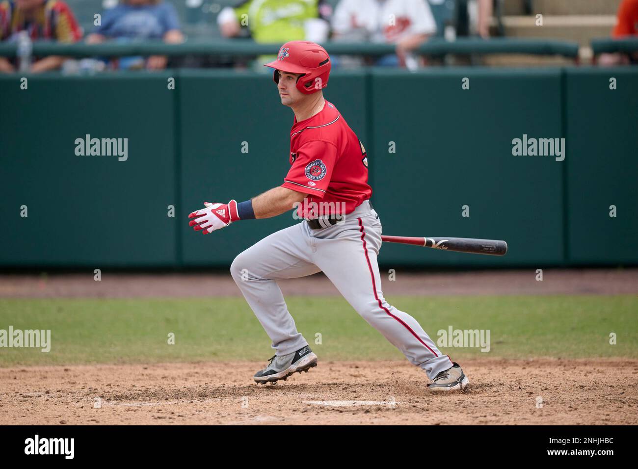 Harrisburg Senators Jake Alu (5) bats during an Eastern League baseball ...