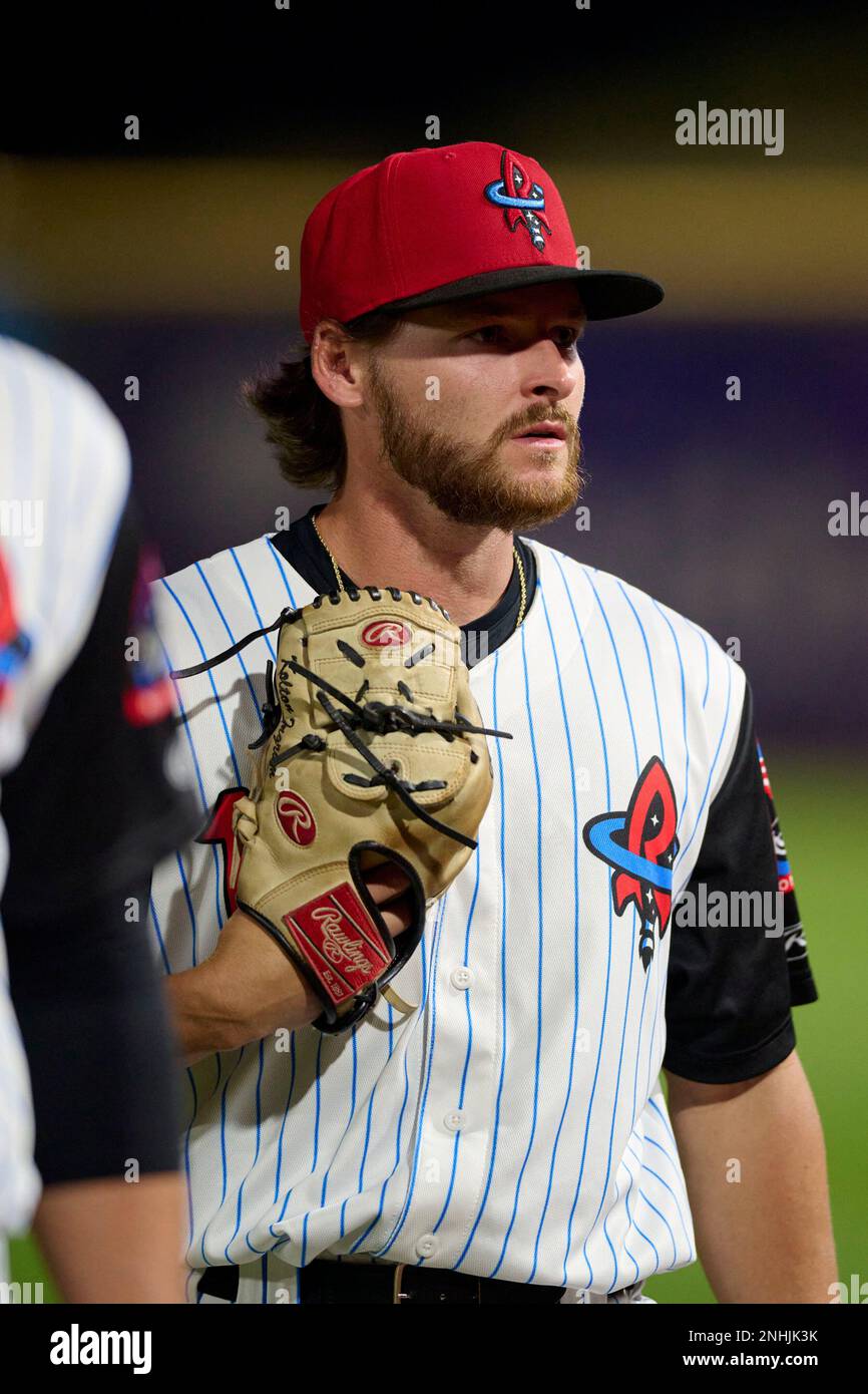 Rocket City Trash Pandas pitcher Kolton Ingram (14) after a Southern ...