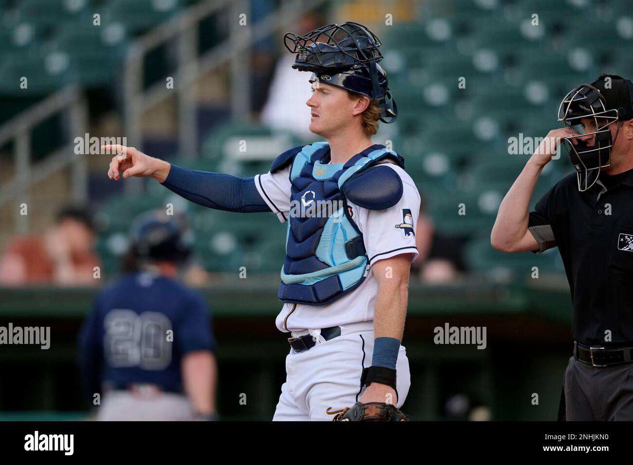 Montgomery Biscuits catcher Blake Hunt (28) during a Southern League ...