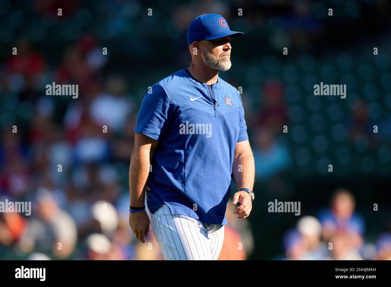 Chicago Cubs manager David Ross (3) after a pitching change during a ...