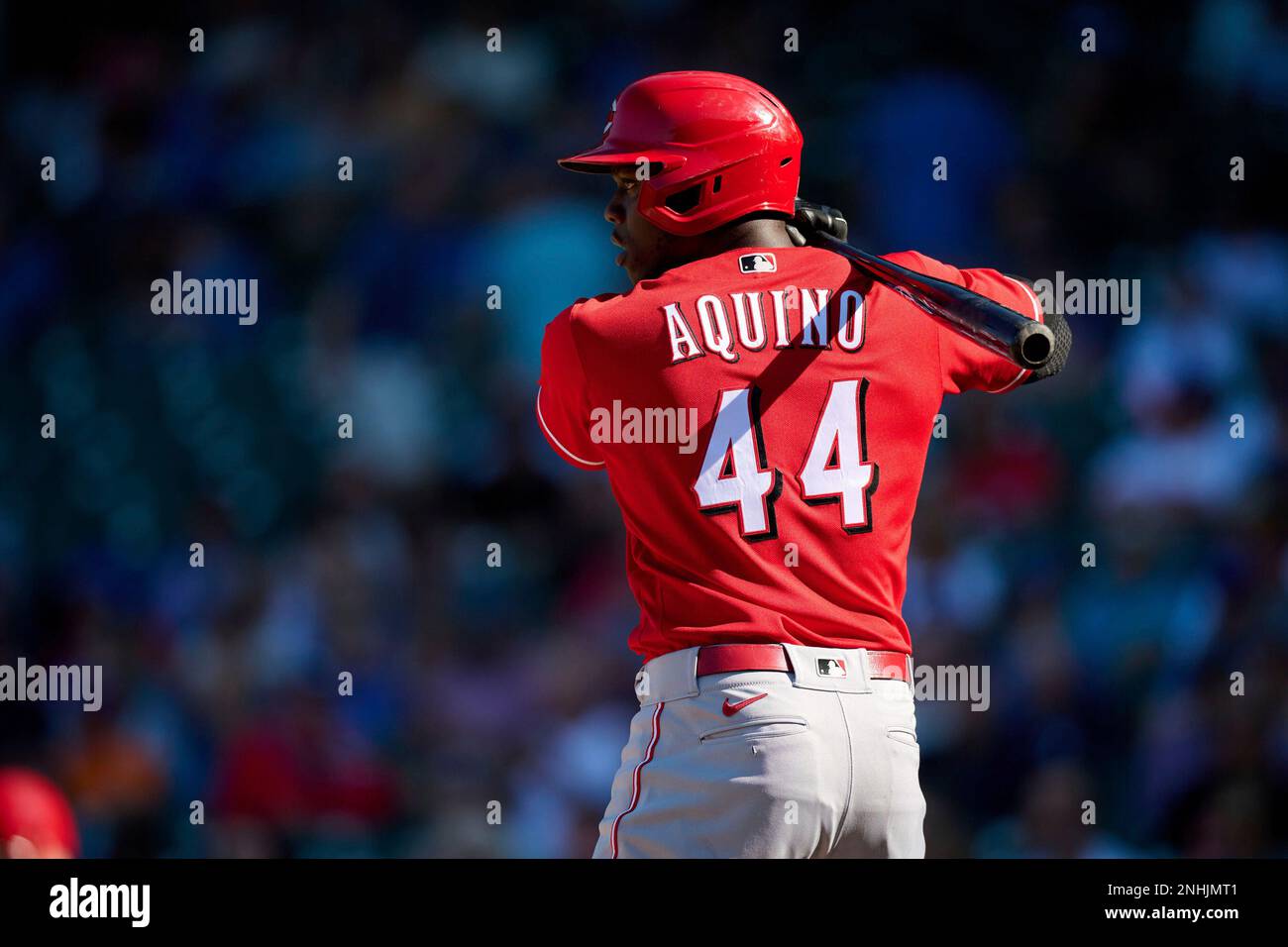 Cincinnati Reds Aristides Aquino (44) bats during a Major League ...