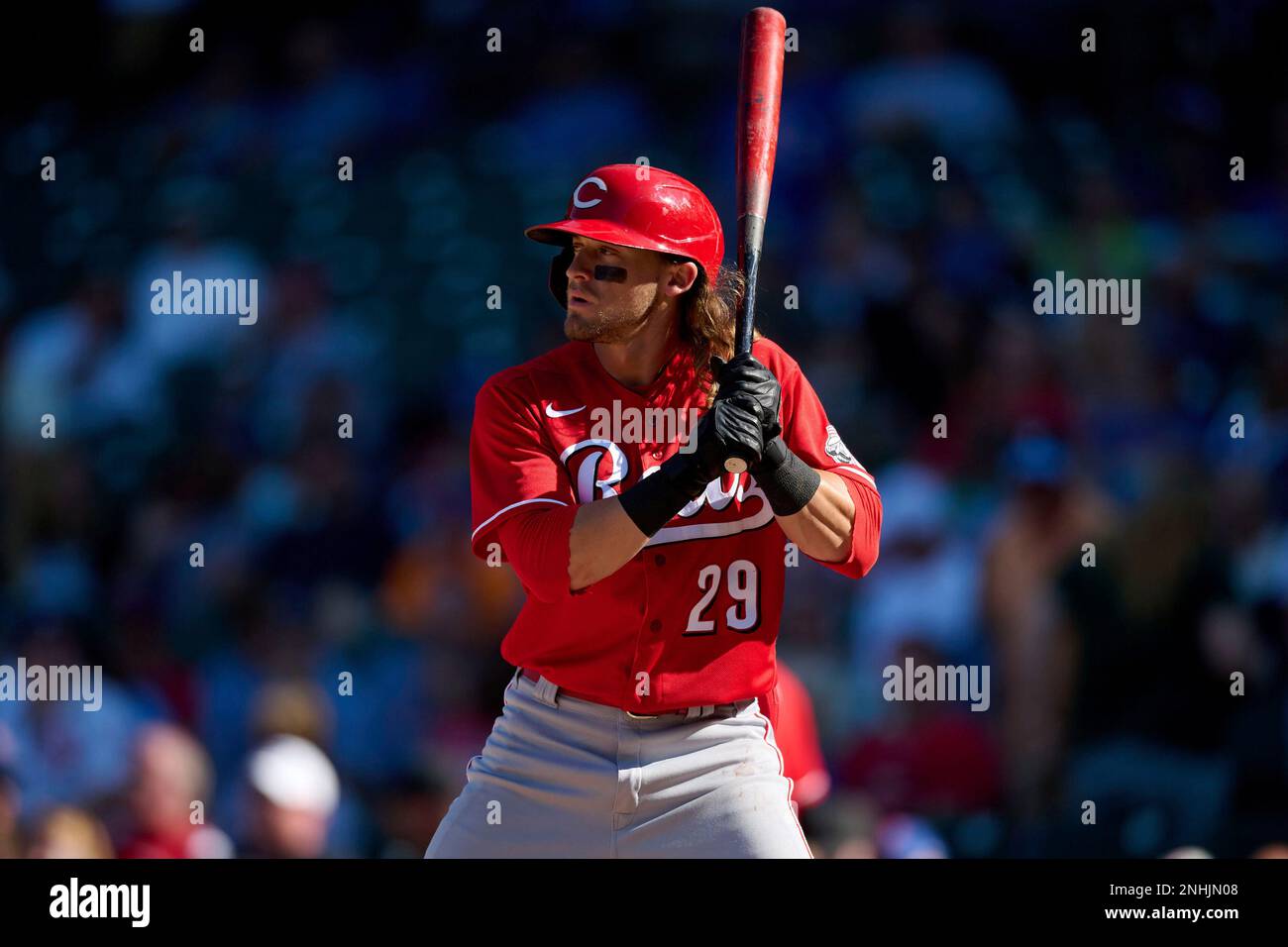 Cincinnati Reds TJ Friedl (29) bats during a Major League Baseball game ...