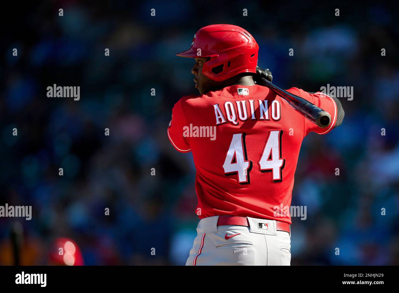 Cincinnati Reds Aristides Aquino (44) bats during a Major League ...