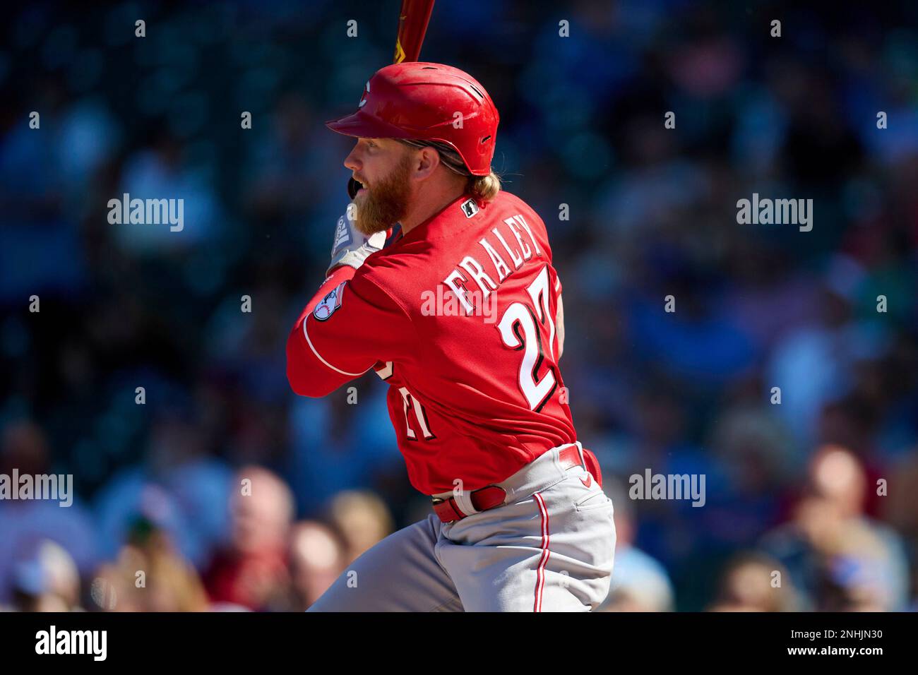 Cincinnati Reds Jake Fraley (27) bats during a Major League Baseball ...