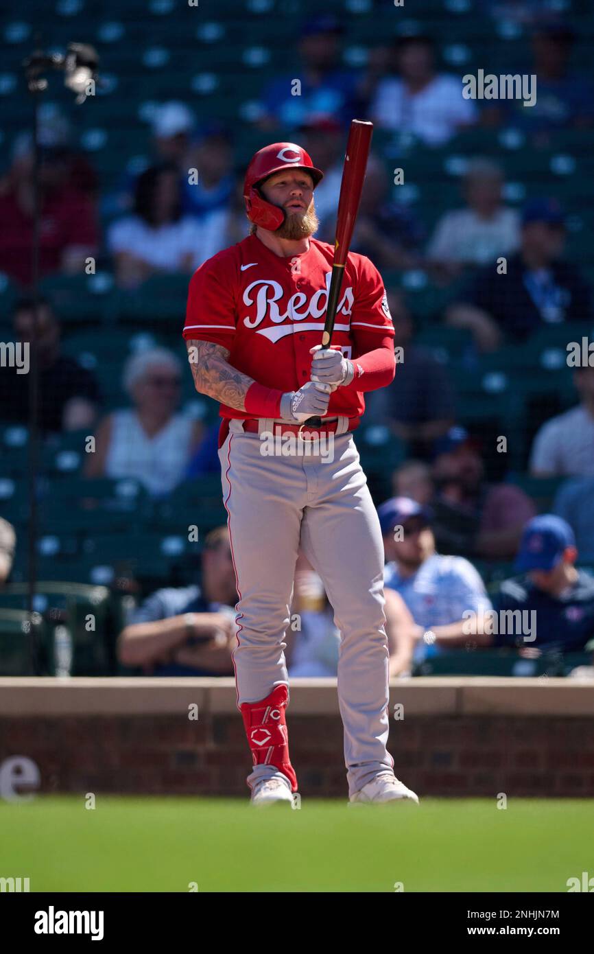 Cincinnati Reds Jake Fraley (27) bats during a Major League Baseball ...