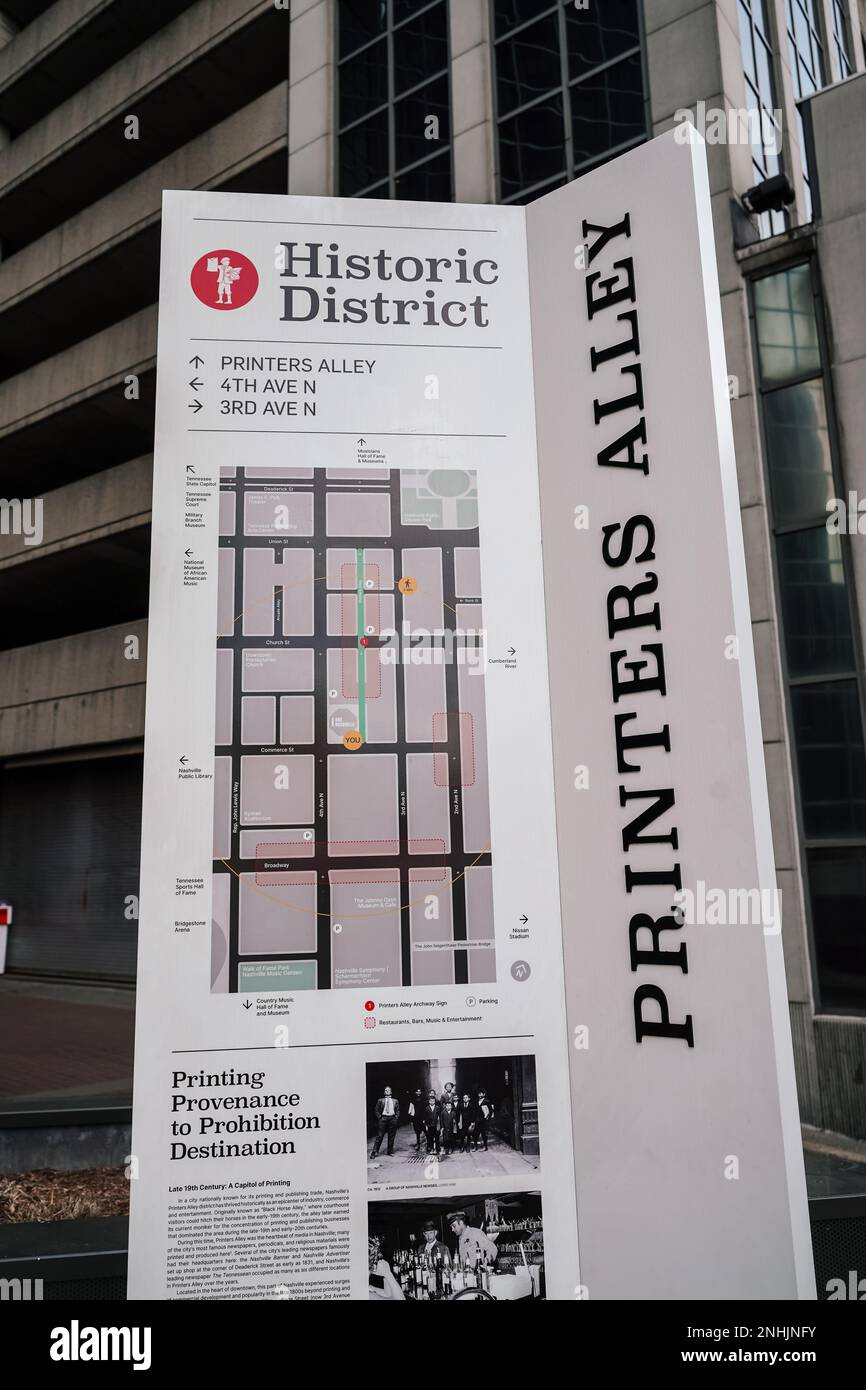 Printer's Alley is a famous alley in downtown Nashville, Tennessee, U.S ...