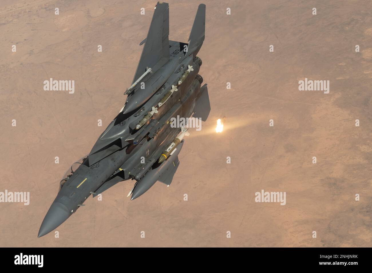A U.S. Air Force F-15E Strike Eagle assigned to the 389th Expeditionary ...