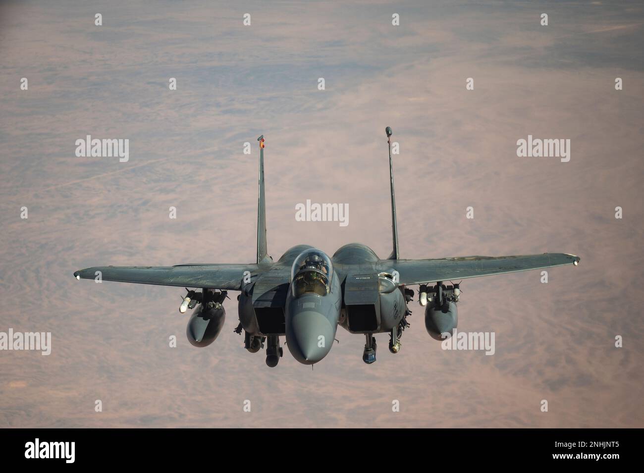 A U.S. Air Force F-15E Strike Eagle assigned to the 389th Expeditionary ...