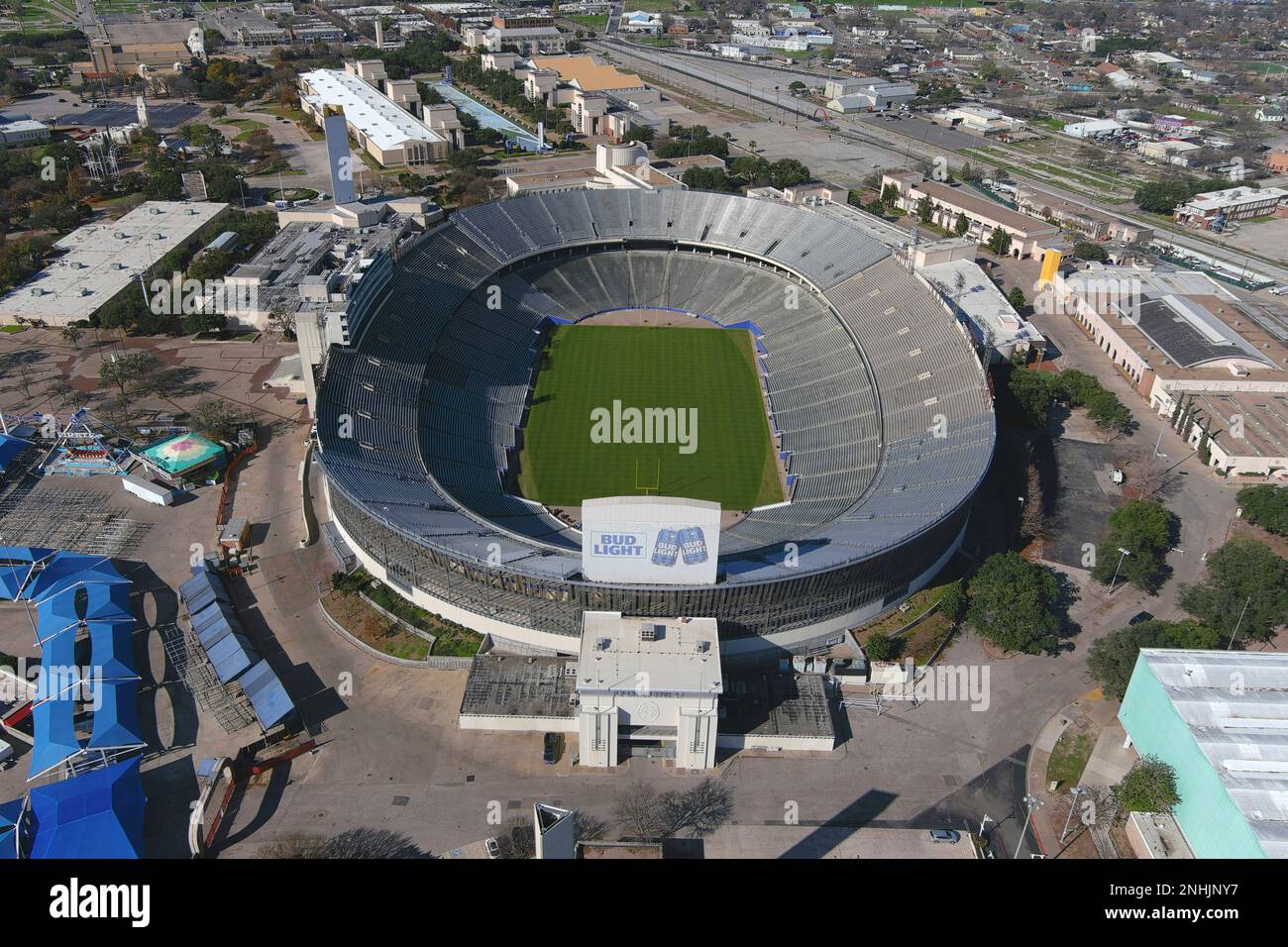 A general overall aerial view of Cotton Bowl Stadium at the State Fair ...