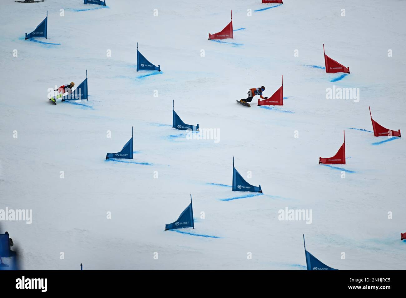 Bakuriani, Georgia. 21st Feb, 2023. Skiers compete during the Women's ...
