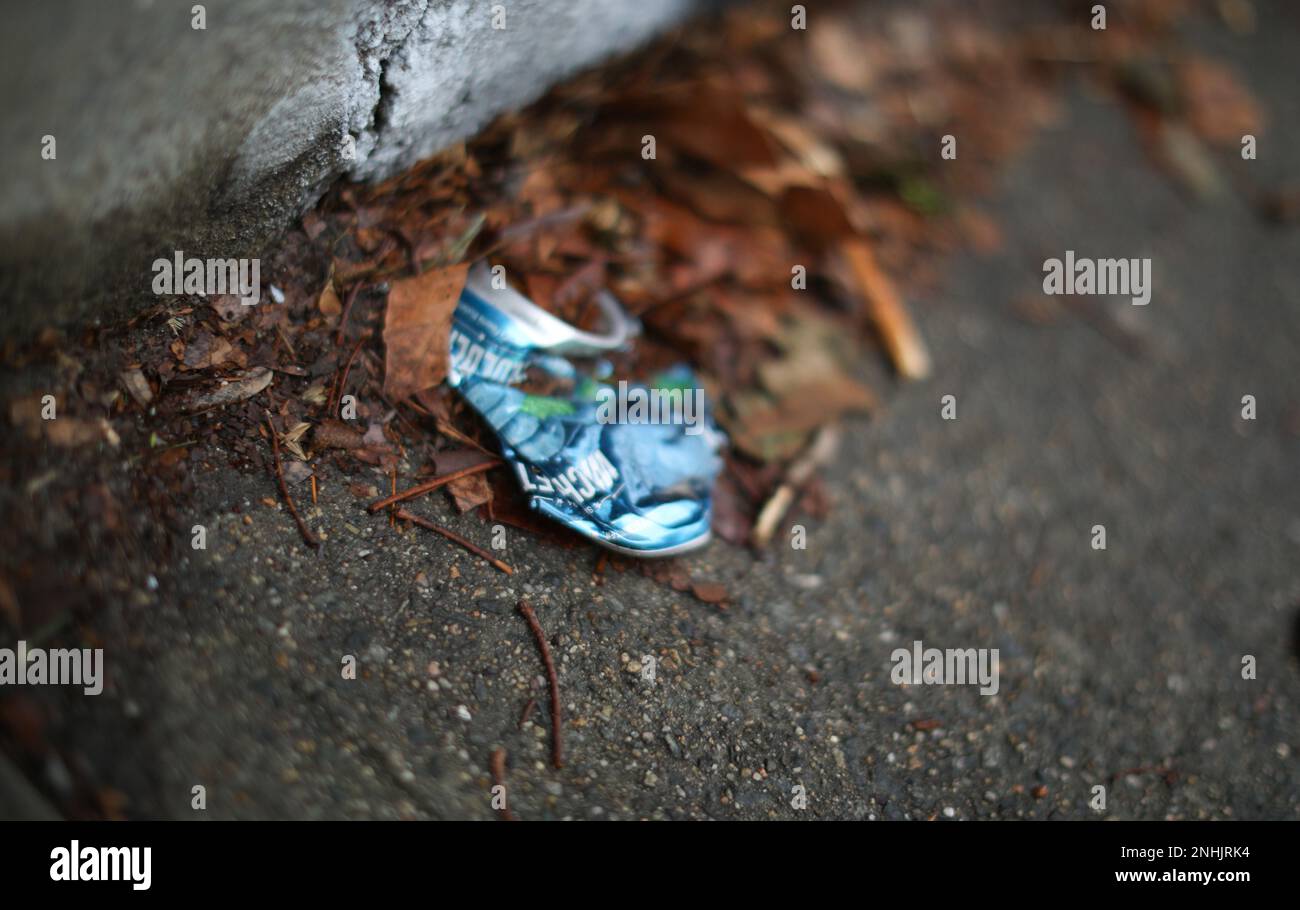 Trash in public street showing littering dumped not recycled Stock ...