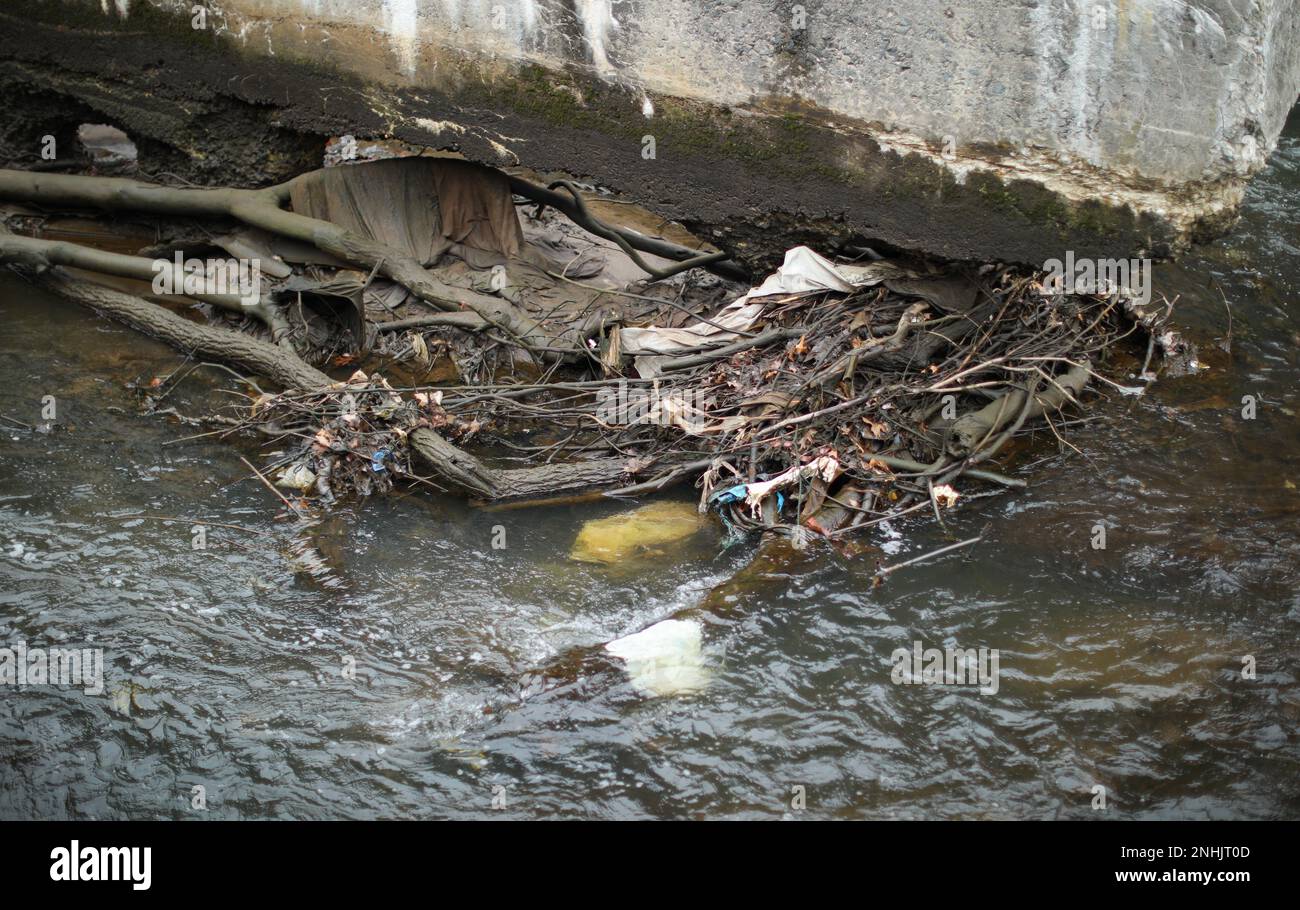 Trash in public street showing littering dumped not recycled Stock ...