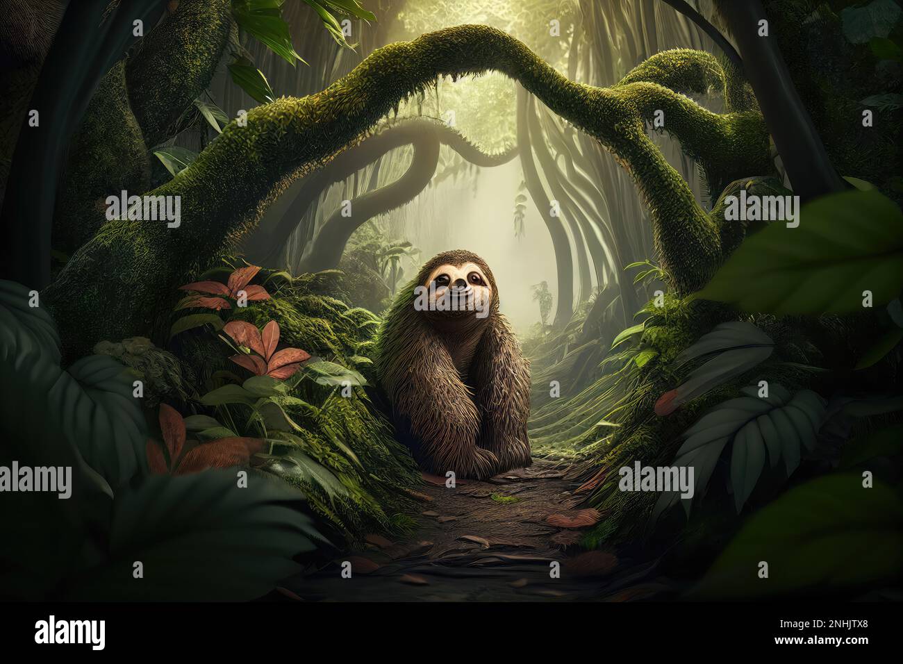 Sloths in a tree illustration hi-res stock photography and images - Alamy
