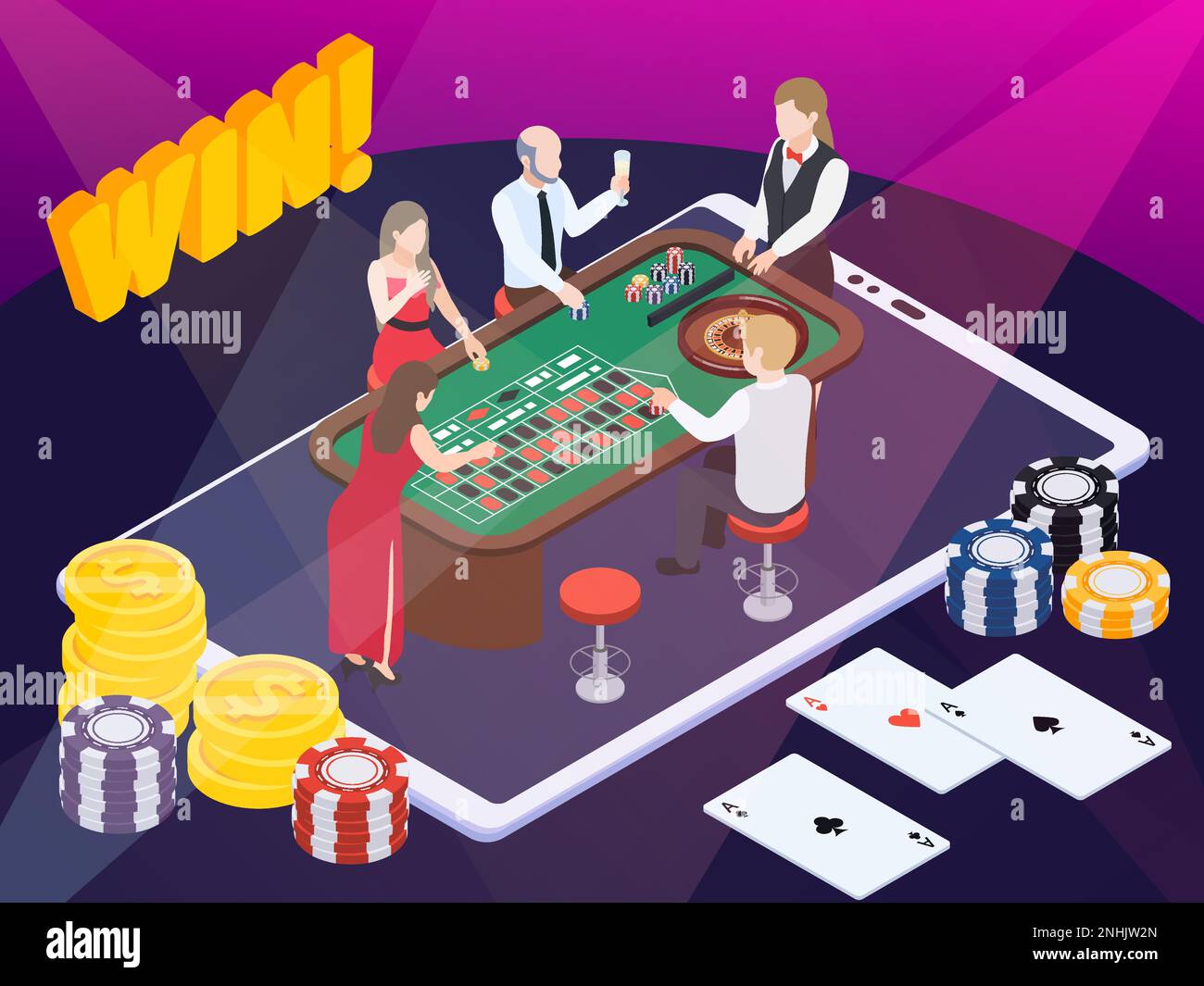 Casino isometric composition with people at gaming table on top of ...