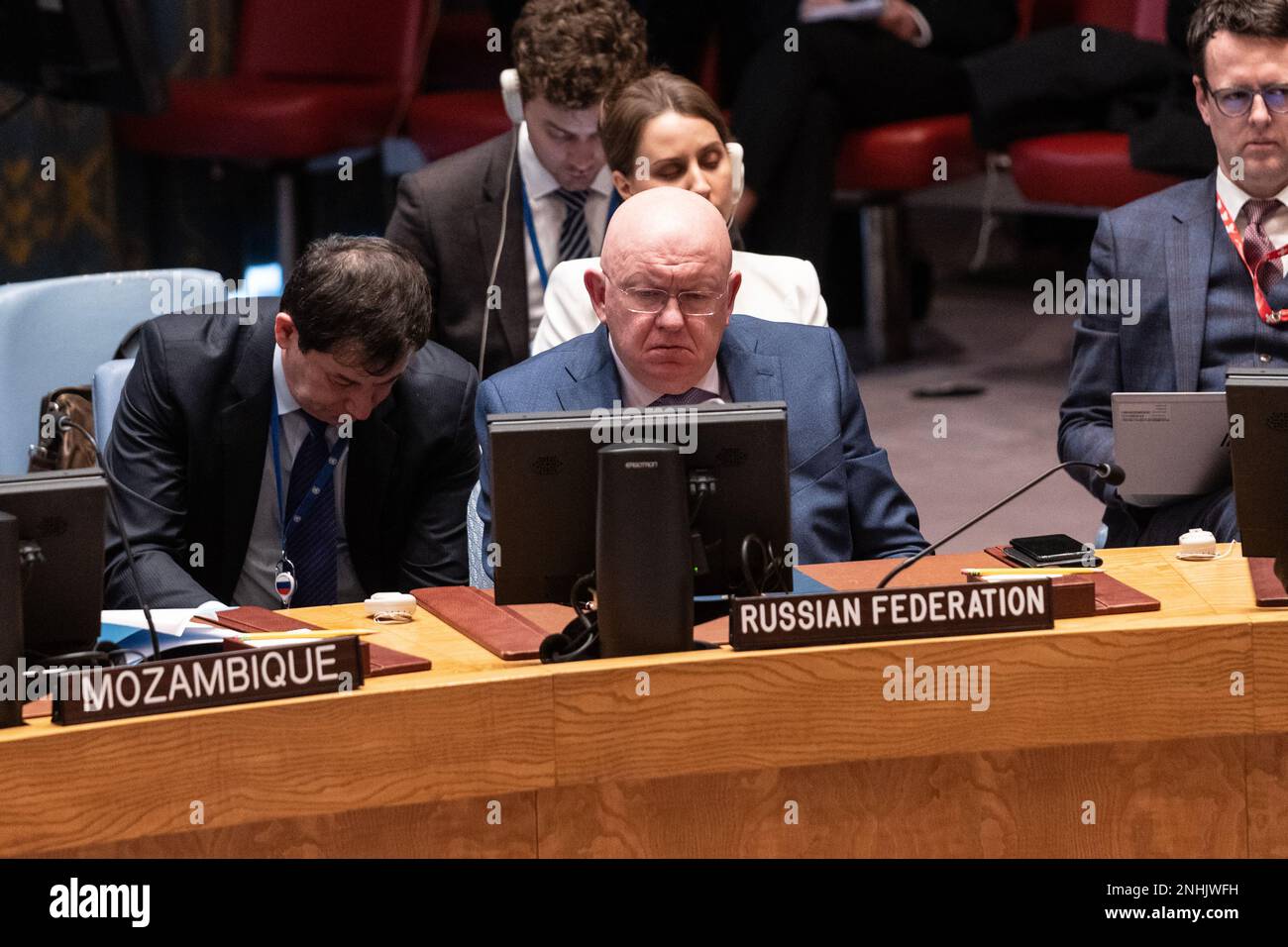 Russian Ambassador Vassily Nebenzia attends Security Council meeting on ...