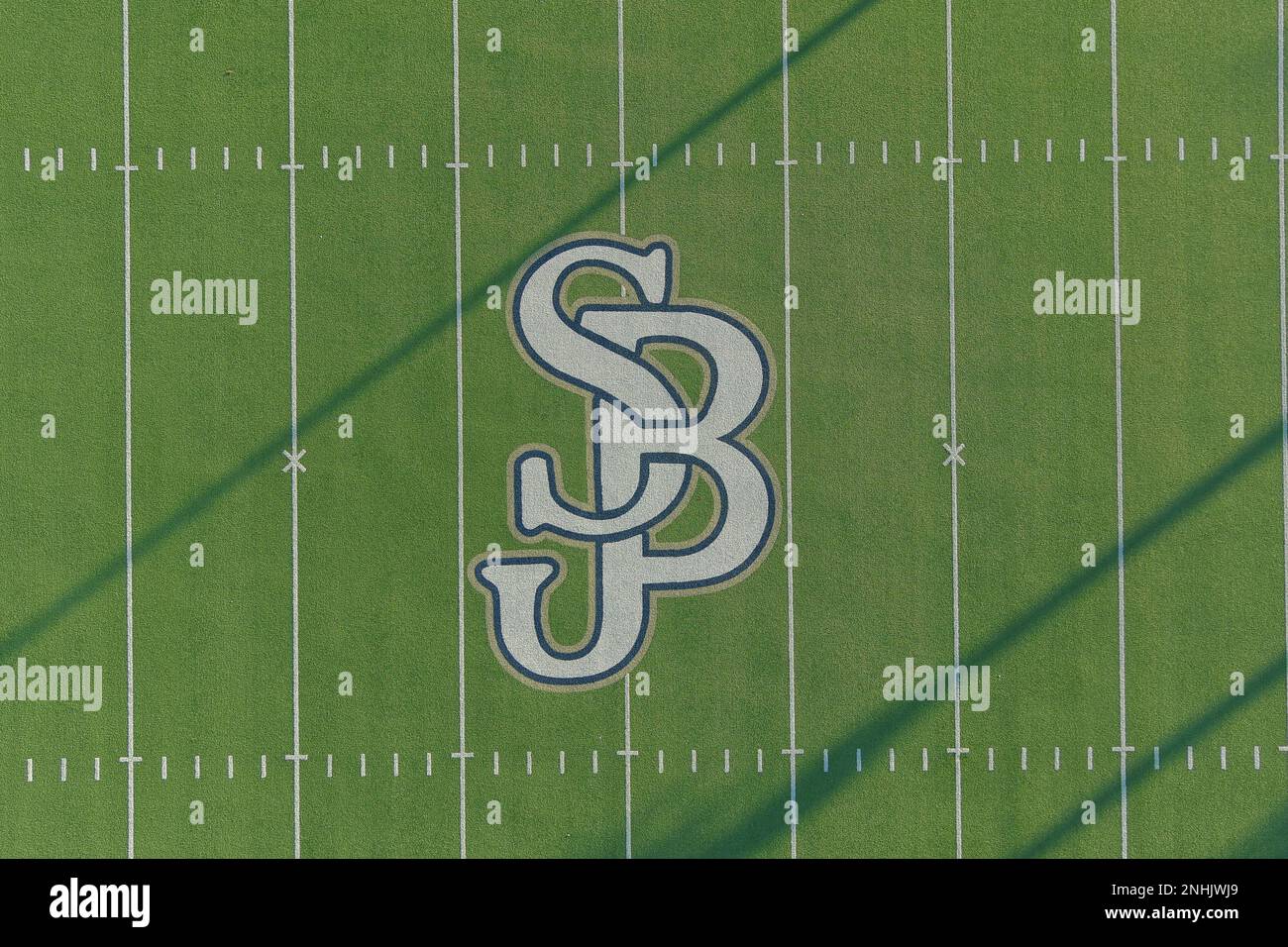 A general overall aerial view of the St. John Bosco Braves logo on the ...