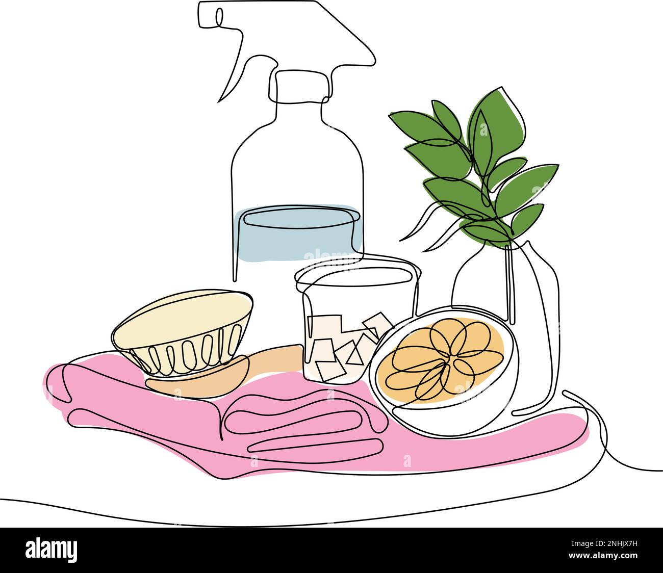 Continuous one line drawing of bottles for liquid laundry detergent ...