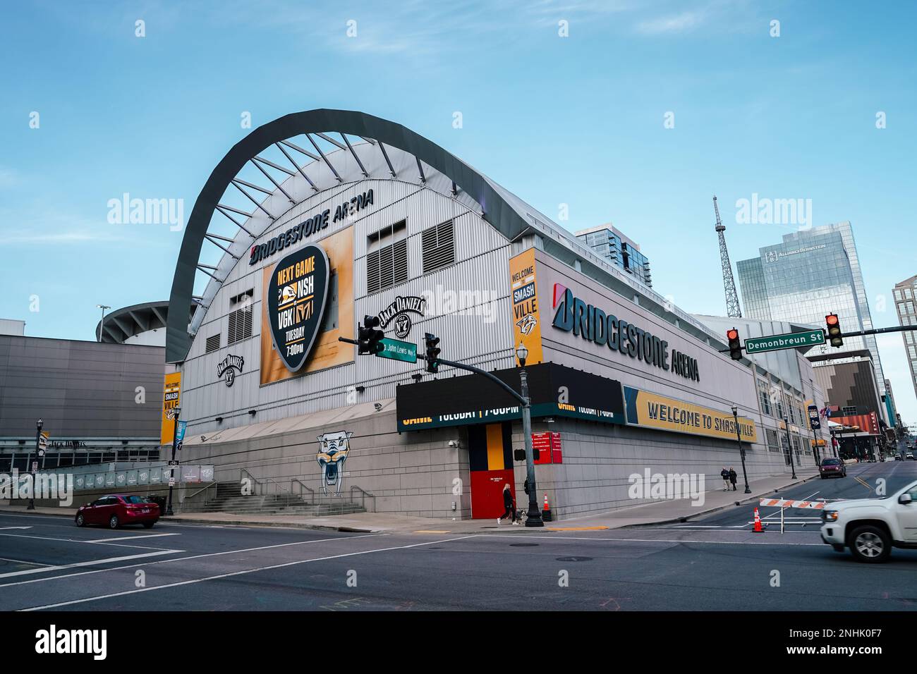 Back of Bridgestone Arena on Demonbreun St, downtown Nashville ...