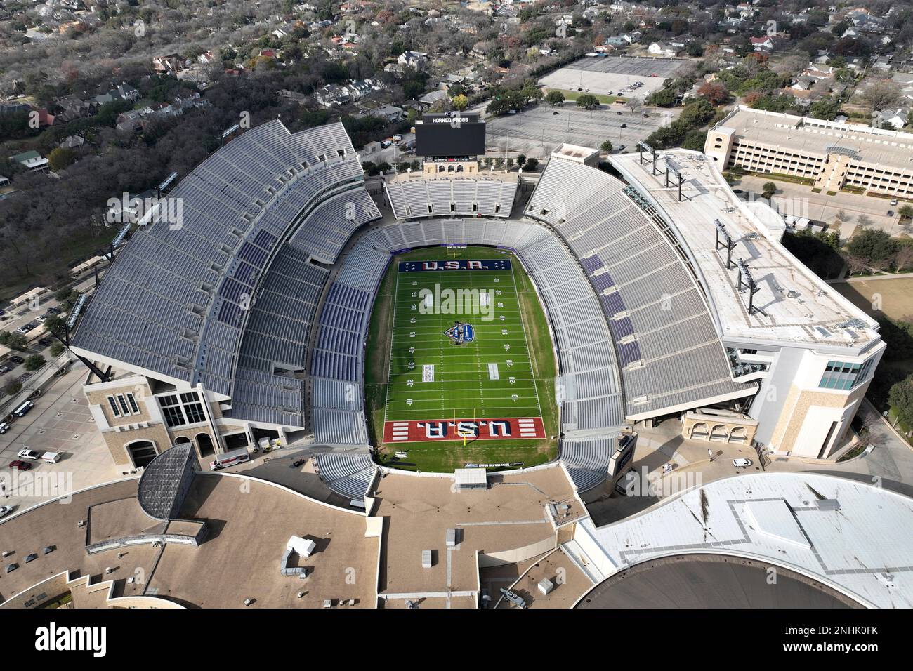 A general overall aerial view of Amon G. Carter Stadium at Texas ...