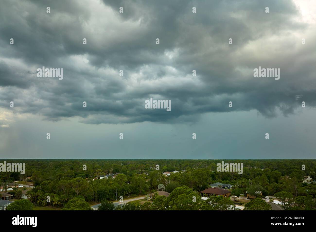 Landscape of dark ominous clouds forming on stormy sky before heavy ...