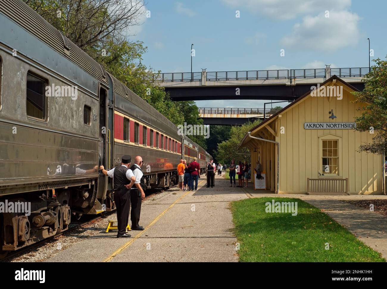 Akron, OH, USA - September 15, 2022: Passengers and crew on a Cuyahoga ...