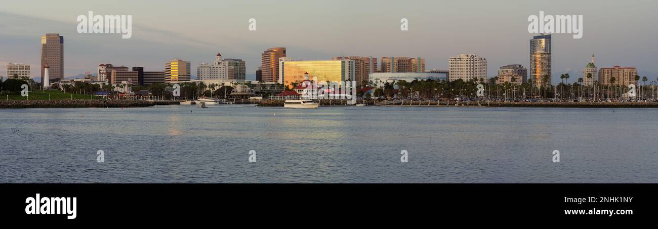 Long Beach, California: City of Long Beach shoreline panorama looking ...