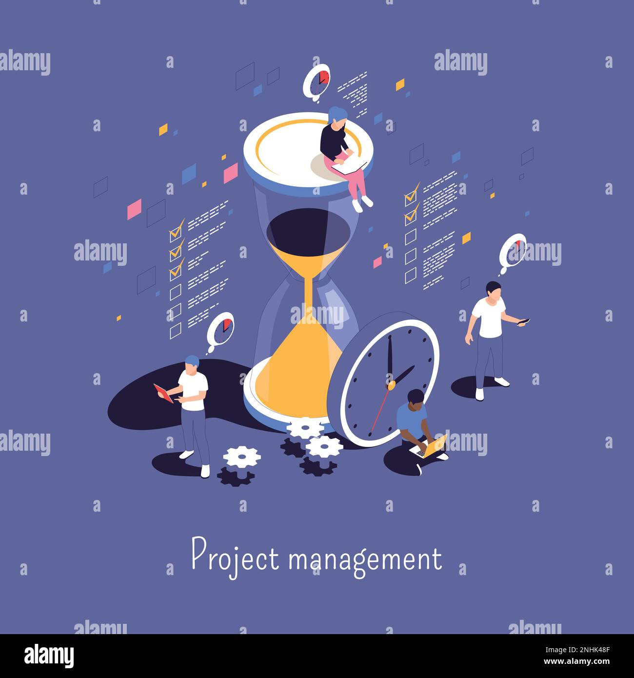 Project management abstract background with team of partners small ...