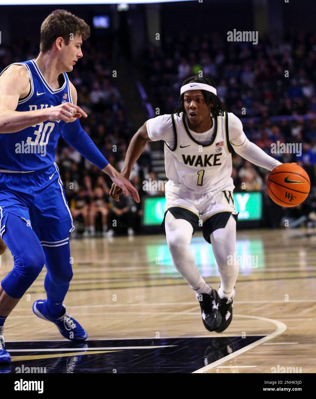 December 20, 2022: Wake University graduate Tyree Appleby (1) drives to ...